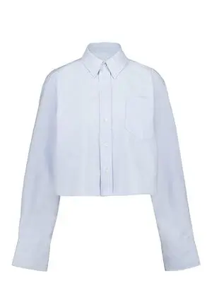 Ami De Coeur Cropped Oxford Shirt - Blue