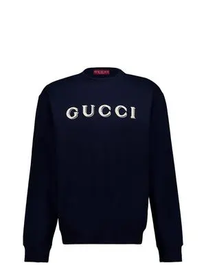 Gucci Cotton Crewneck Sweatshirt With Embroidery - Blue