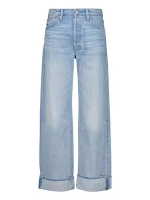 MOTHER The Dodger Button Hover Cuff Jeans - Blue