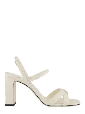 JIMMY CHOO Elsy 85 Nappa Leather Sandals - Cream