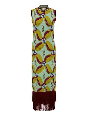 PAULA Vitória Aquageo Jacquard Fringe Dress - Multicolour