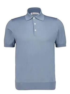Brunello Cucinelli Light Cotton Polo Shirt - Blue