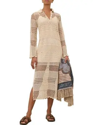 Zimmermann Wanderlust Sun Crochet Maxi Dress - Beige