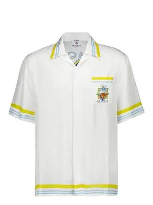 Casablanca Flower Court Silk Tennis Cuban Shirt Multicolour