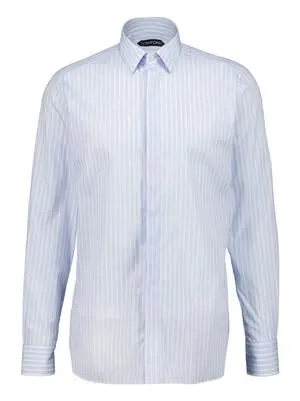 TOM FORD Light And White Striped Cotton Shirt - Blue