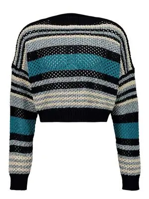 ALANUI Black And Teal Ocean Stripes Sweater