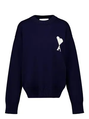 AMI Paris De Coeur Crewneck Sweater - Blue