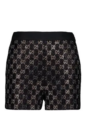 Gucci Embroidered Lamé Gg Shorts - Black