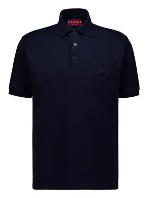 Gucci Night Blue Cotton Polo Shirt Blue