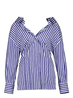 Givenchy Slashed Striped Poplin Shirt - Blue