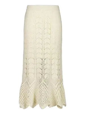 Zimmermann Awaken Lace Crochet Cotton Midi Skirt Cream