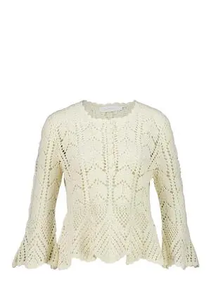 Zimmermann Awaken Lace Crochet Peplum Top - Cream