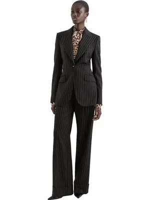 Dolce & Gabbana Single-breasted Pinstripe Wool Jacket - Black