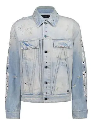 Amiri Antique Indigo Bones Studded Trucker Jacket - Blue