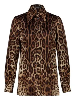 Dolce & Gabbana Leopard-print Silk Satin Shirt - Animal Print