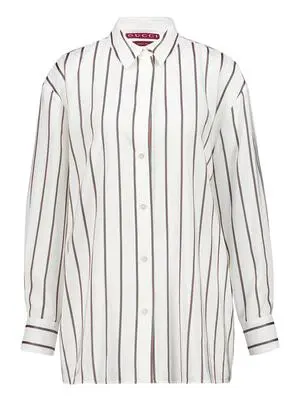 Gucci Striped Silk Shirt With Web Detail Multicolour