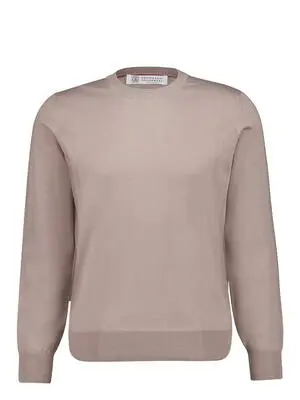 Brunello Cucinelli Lightweight Cotton Crew Neck Sweater Brown