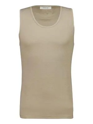 LEMAIRE Sage Ribbed Cotton Linen Tank Top Green