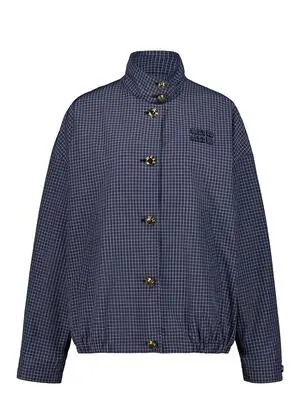 Miu Miu Checked Technical Blouson Jacket Blue
