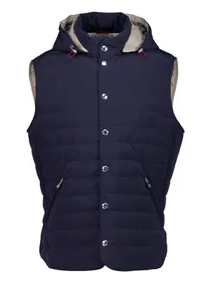 Brunello Cucinelli Padded Hooded Vest - Blue
