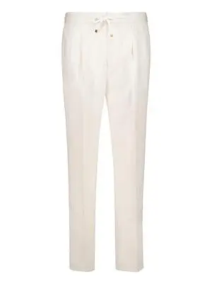 Brunello Cucinelli Linen-cotton Drawstring Trousers - White