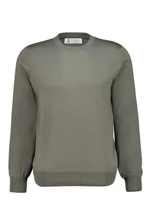 Brunello Cucinelli Lightweight Cotton Crewneck Sweater Green