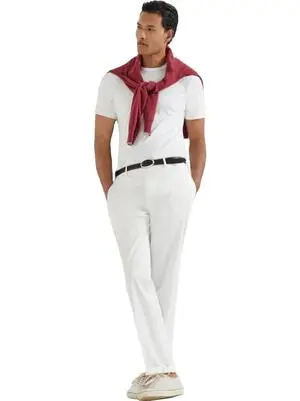Brunello Cucinelli Italian Fit Cotton Trousers - White
