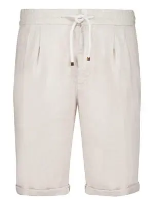 Brunello Cucinelli Jute Linen Gabardine Bermuda Shorts - Beige