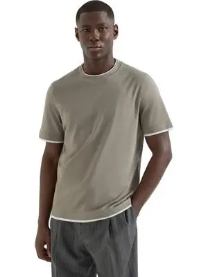 Brunello Cucinelli Khaki Faux-layered Cotton T-shirt - Green