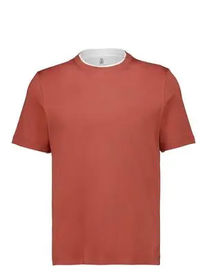Brunello Cucinelli Medium Orange Faux-Layered T-Shirt Orange