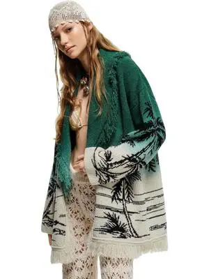 Alanui Wave Bloom Jacquard Icon Fit Cardigan - Green