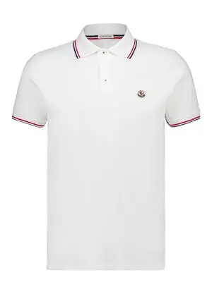 Moncler Tricolour Cotton Polo Shirt - White