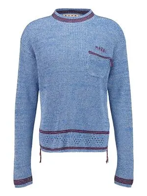 Marni Celeste Mouliné Cotton Sweater - Blue
