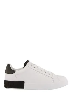 Dolce & Gabbana White And Portofino Calfskin Sneakers - Black