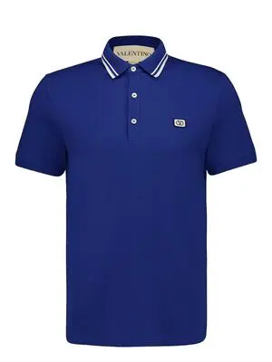 Valentino Garavani Cotton Piqué Polo With Vlogo Patch - Blue