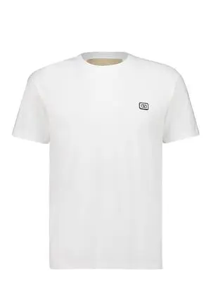 Valentino Garavani Ivory Cotton Jersey Short-Sleeve T-Shirt With VLogo Patch White