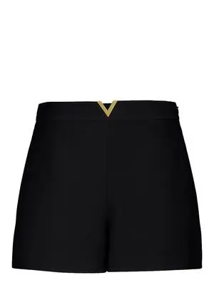 VALENTINO Crepe Couture Virgin Wool Shorts With V Detail