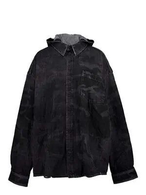 Balenciaga Bluette Long-sleeve Cotton Shirt Parka - Black