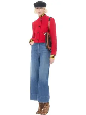 VALENTINO Denim Wide Leg Trousers With Cuffs