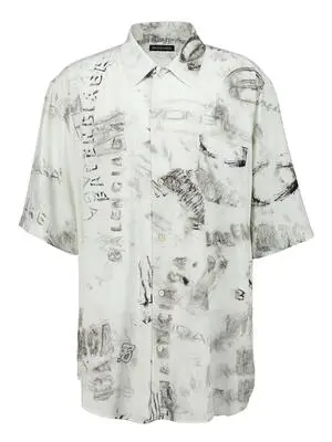 Balenciaga Graphite Short Sleeve Minimal Shirt - Grey