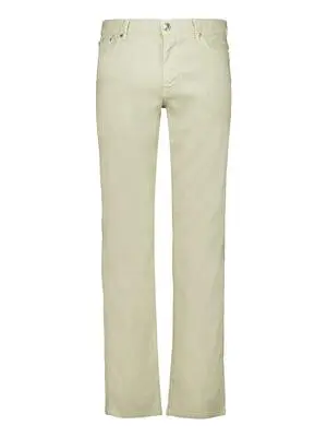 120% Lino Slim-fit Linen-blend 5-pocket Pants - Beige