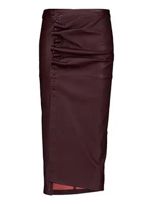 Rabanne Leather Midi Skirt Red