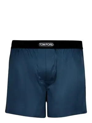 TOM FORD UNDERWEAR Silk Boxer Shorts - Blue