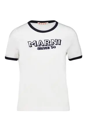 Marni Cotton Jersey T-shirt With Contrast Trims - White