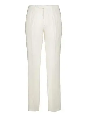 Boglioli Linen Straight Fit Trousers - White