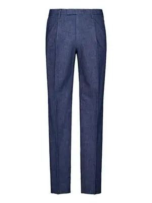 Boglioli Straight Fit Cotton Trousers - Blue
