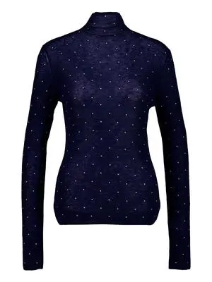 Rabanne Wool Turtleneck With Stud Details Blue