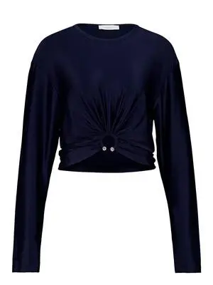 Rabanne Long Sleeve Crop Top With Piercing Detail - Blue