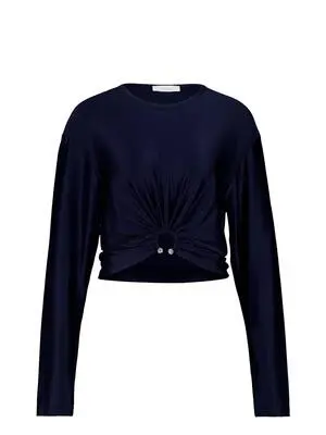 Rabanne Long Sleeve Crop Top With Piercing Detail - Blue