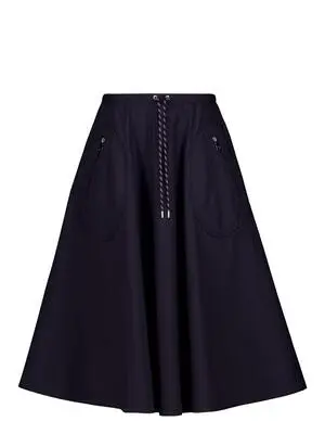 Moncler Midi Skirt In Nylon And Cotton - Blue